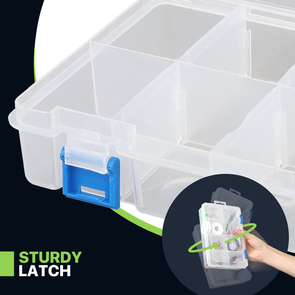 Rebrilliant 4-Pack Clear Plastic Grid Storage Boxes With 8 Adjustable Compartments & Removable ...